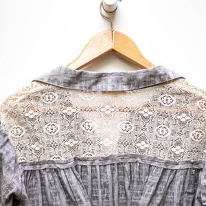 Modcloth | Tops | Ryu Gray Lace Back Button Down High Low Tunic | Poshmark